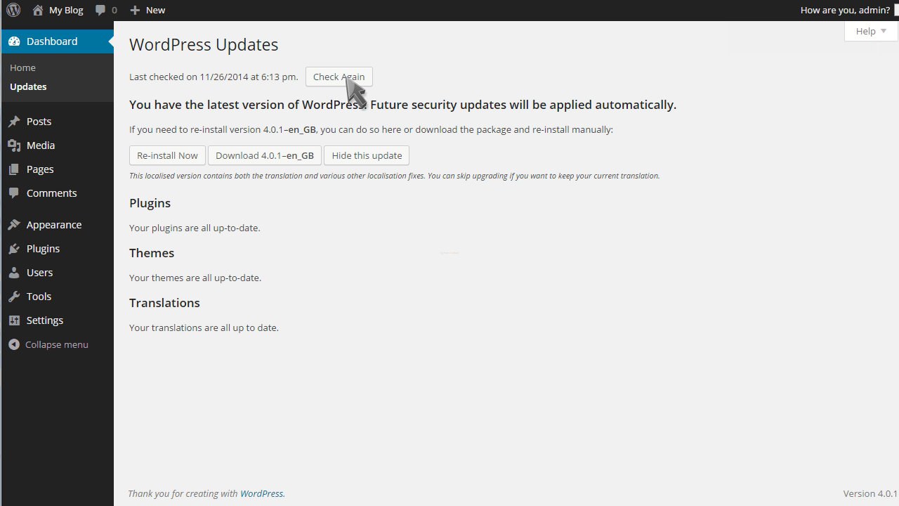How to update your WordPress installation? | FastWebHost WordPress Tutorials