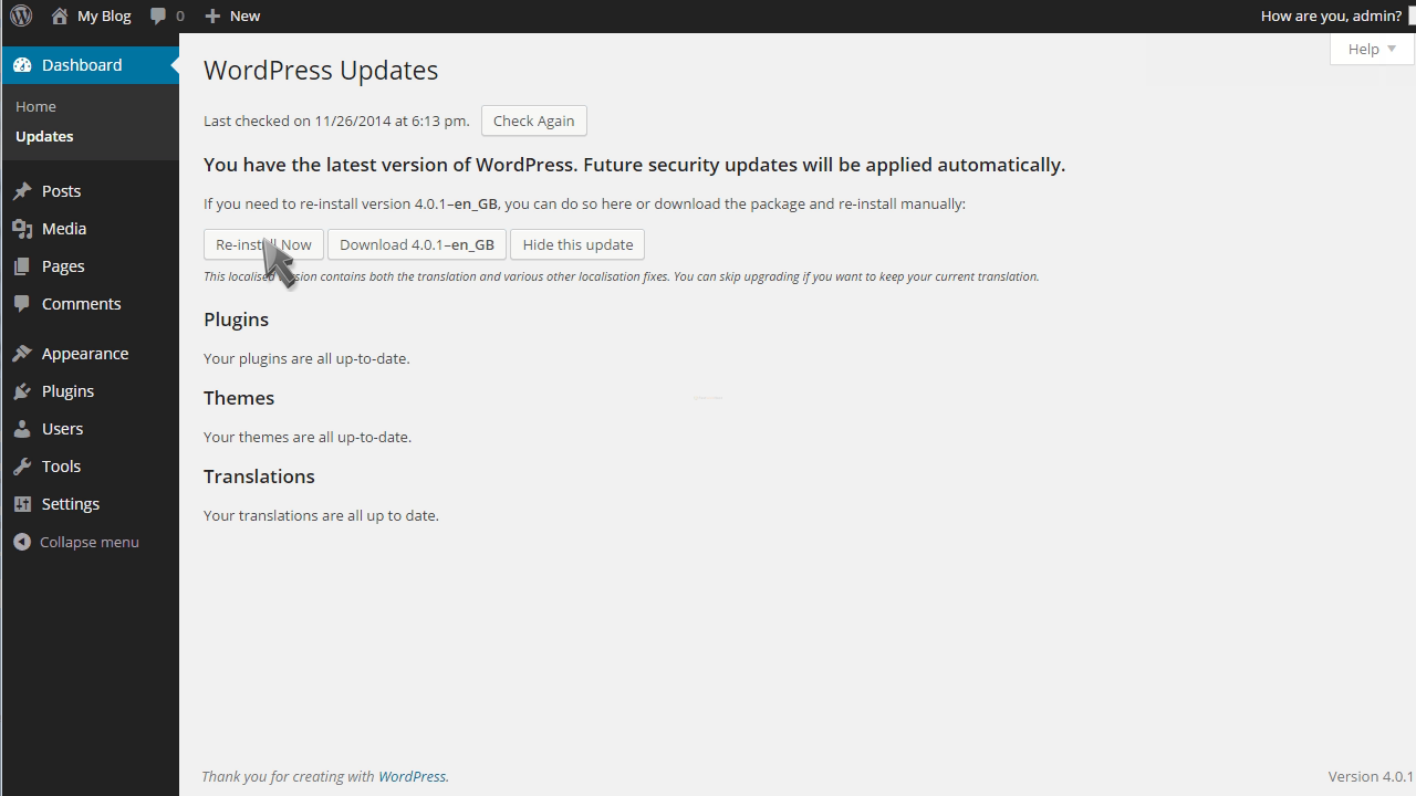 How to update your WordPress installation? | FastWebHost WordPress Tutorials